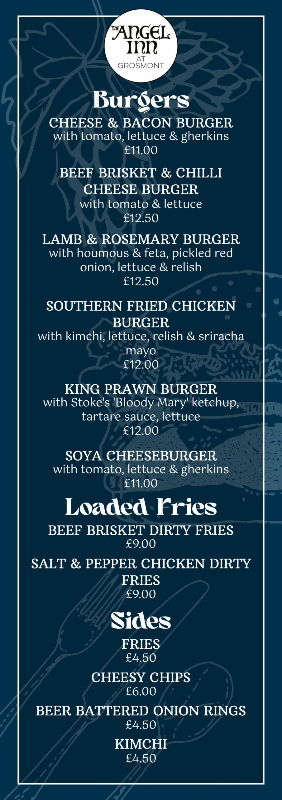 NEW! Burger Menu - The Angel Inn at Grosmont